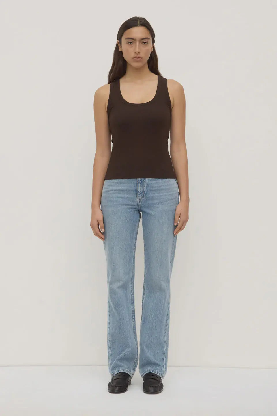Robyn Scoop Neck Rib Tank Ganache | Shop Assembly Label Online | Long ...